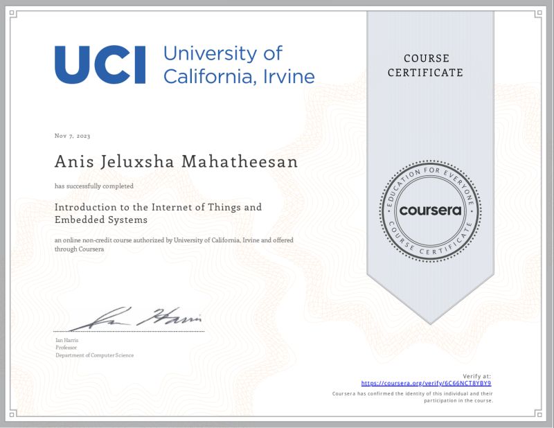Anis jeluxsha Mahatheesan on LinkedIn: #iot #embeddedsystems #ucirvine ... Anis jeluxsha Mahatheesan on LinkedIn: #iot #embeddedsystems #ucirvine ...