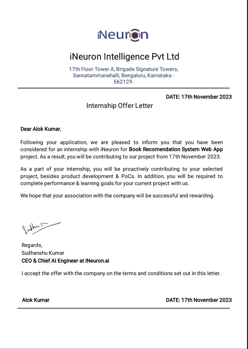 Alok Kumar on LinkedIn: #internship #ai #innovation Alok Kumar on LinkedIn: #internship #ai #innovation