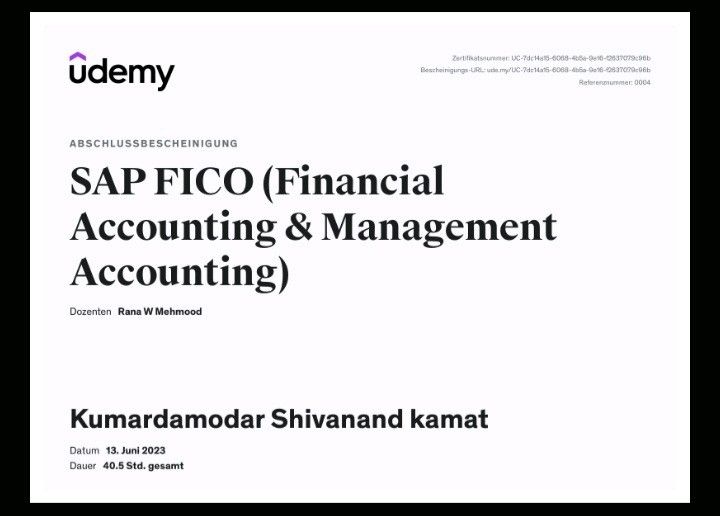 Damodar Kamat on LinkedIn: Successfully completed Certified SAP-FICO ... Damodar Kamat on LinkedIn: Successfully completed Certified SAP-FICO ...