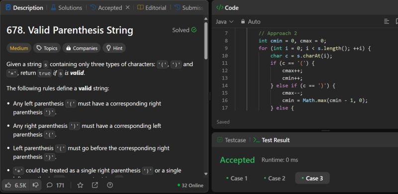 Solved LeetCode 678 with a greedy algorithm in Java | Shaily Raj posted ... Solved LeetCode 678 with a greedy algorithm in Java | Shaily Raj posted ...