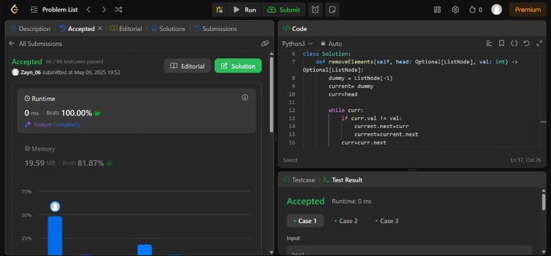#100daysofcode #leetcode #python #linkedlists #codeeveryday | Saarah Zayn #100daysofcode #leetcode #python #linkedlists #codeeveryday | Saarah Zayn