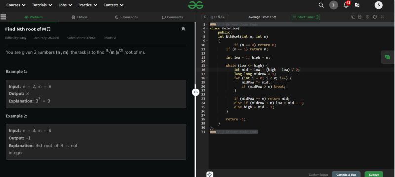 #100daysofcode #day9 #100daysofcode #nthroot #binarysearch… | Suraj ... #100daysofcode #day9 #100daysofcode #nthroot #binarysearch… | Suraj ...