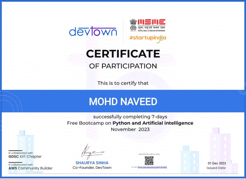 MOHD NAVEED on LinkedIn: #devtown #python #pythonprogramming # ... MOHD NAVEED on LinkedIn: #devtown #python #pythonprogramming # ...