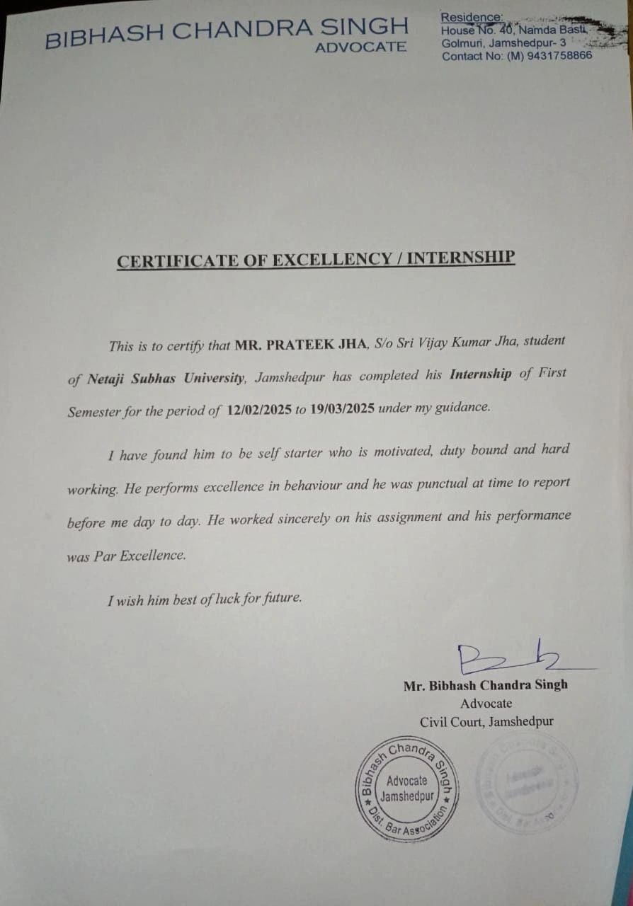 #excellency #internship #advocate | Prateek Jha #excellency #internship #advocate | Prateek Jha