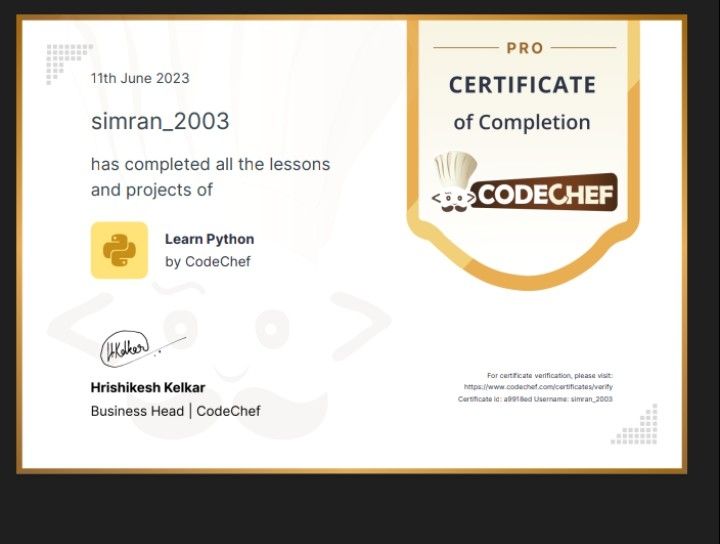 Simran Chouhan on LinkedIn: #codechef #codecheflearn #python #share # ... Simran Chouhan on LinkedIn: #codechef #codecheflearn #python #share # ...