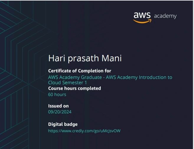 Hari prasath Mani on LinkedIn: #aws #cloudcomputing #awsacademy # ... Hari prasath Mani on LinkedIn: #aws #cloudcomputing #awsacademy # ...