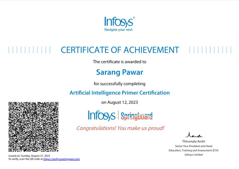 Sarang Pawar on LinkedIn: #ai #certification Sarang Pawar on LinkedIn: #ai #certification