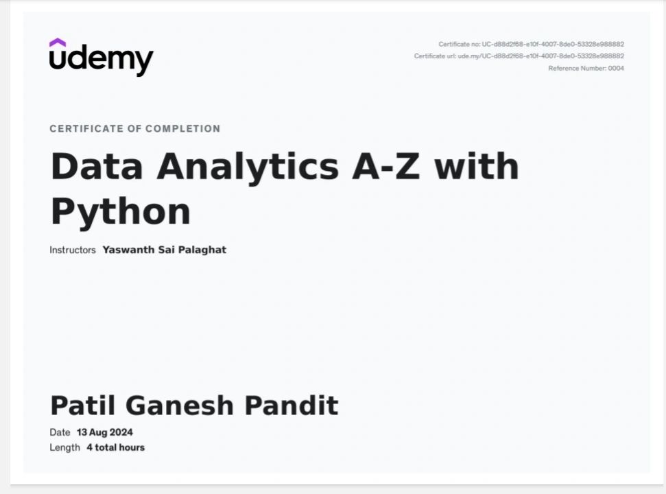 GANESH PATIL on LinkedIn: #dataanalytics #python #udemy #datascience # ... GANESH PATIL on LinkedIn: #dataanalytics #python #udemy #datascience # ...