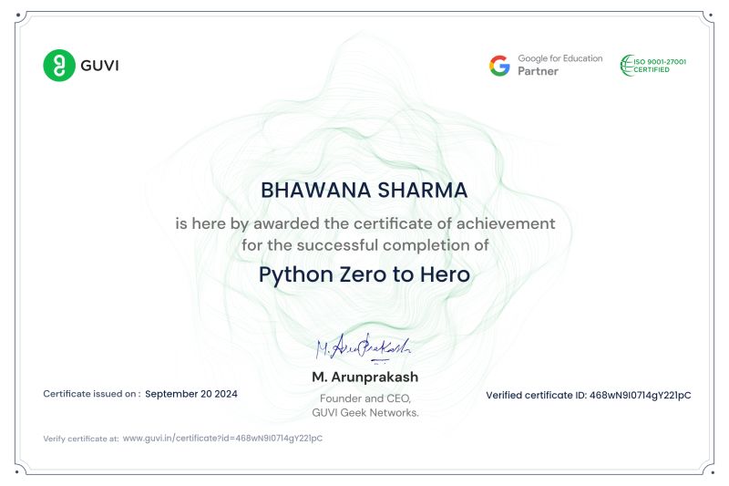 Bhawana Sharma on LinkedIn: #python #programming #pythonzerotohero #guvi… Bhawana Sharma on LinkedIn: #python #programming #pythonzerotohero #guvi…