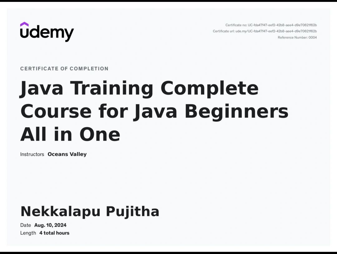 Pujitha Nekkalapu on LinkedIn: #java #learningjourney #udemy # ... Pujitha Nekkalapu on LinkedIn: #java #learningjourney #udemy # ...