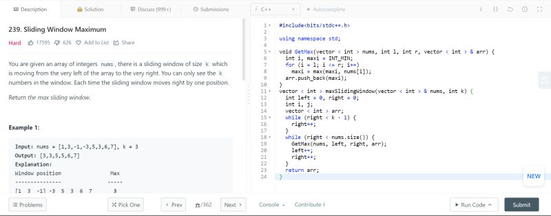 Day 100 of #100DaysOfCode Challenge: Sliding Window Maximum | Vedant ... Day 100 of #100DaysOfCode Challenge: Sliding Window Maximum | Vedant ...