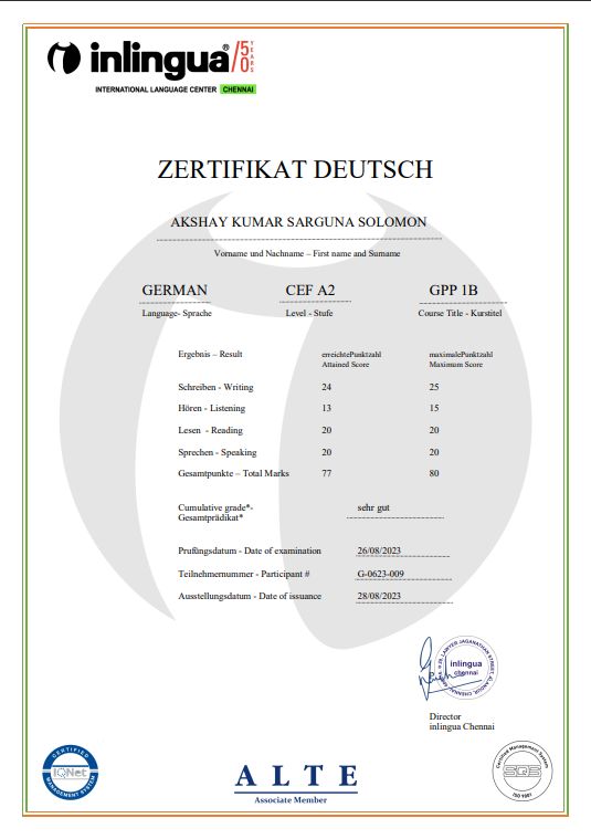 I'm glad to announce that I have completed my German A2 course with ... I'm glad to announce that I have completed my German A2 course with ...
