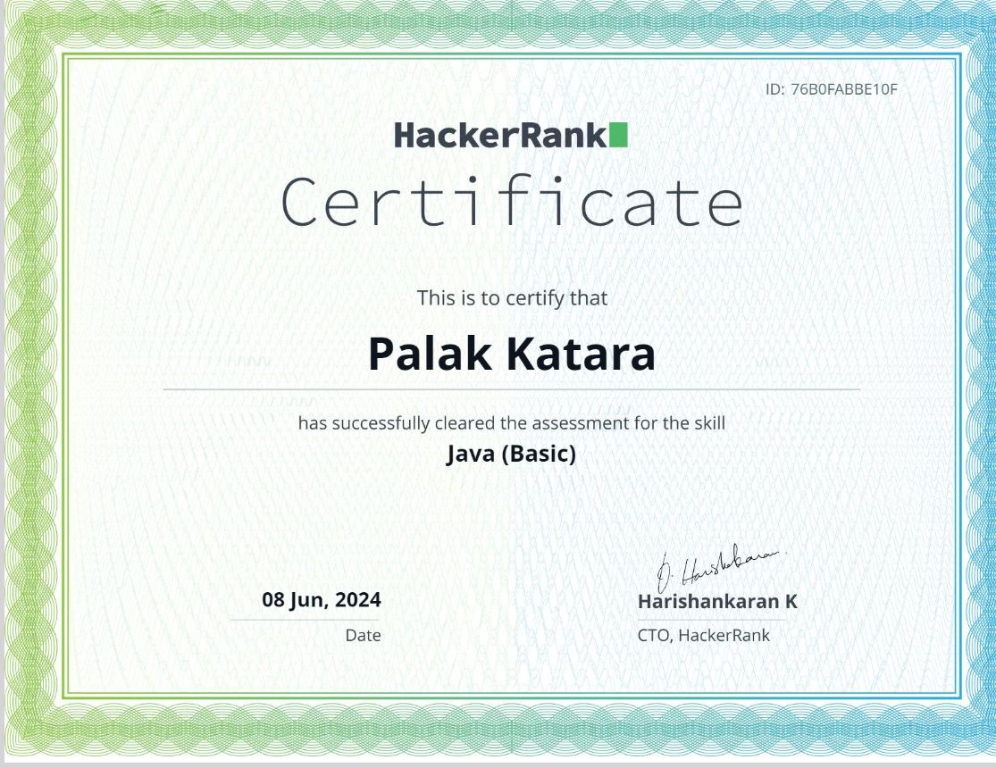 Palak Katara on LinkedIn: #hackerrank Palak Katara on LinkedIn: #hackerrank