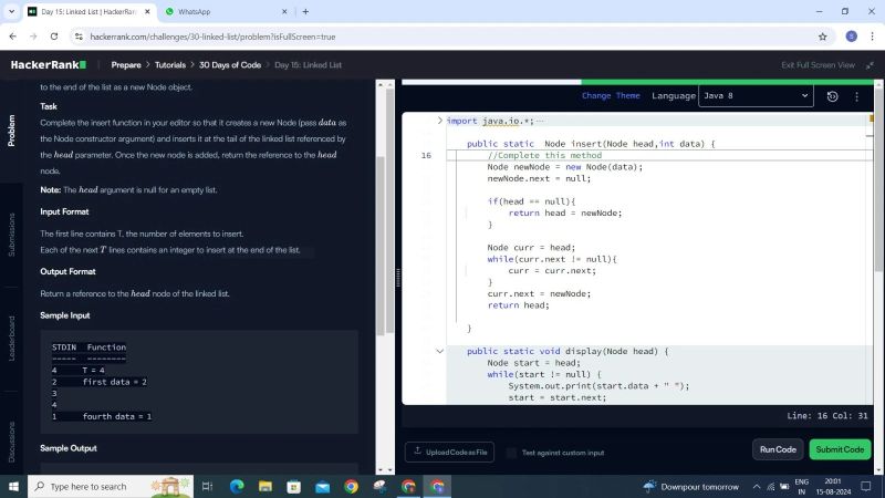 sarin S on LinkedIn: #day16 #problemsolving #java #hackerrank sarin S on LinkedIn: #day16 #problemsolving #java #hackerrank
