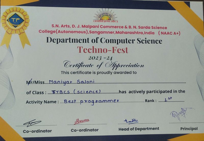 Saloni Maniyar on LinkedIn: #success #achievement #programming # ... Saloni Maniyar on LinkedIn: #success #achievement #programming # ...