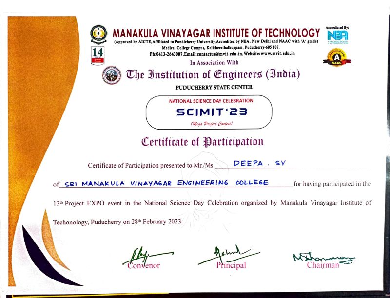 Deepa Venkatesan on LinkedIn: Participated in SCIMIT'23 Project expo at ... Deepa Venkatesan on LinkedIn: Participated in SCIMIT'23 Project expo at ...
