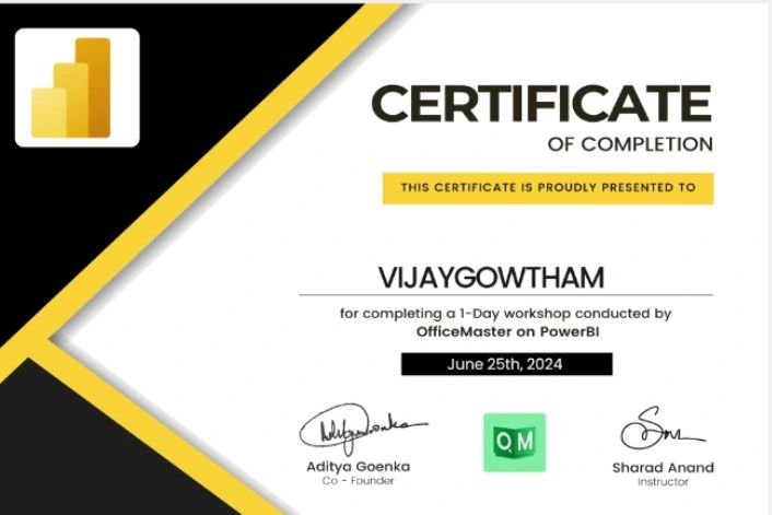 Completed Power BI workshop with Aditya Goenka | Vijay Gowtham posted ... Completed Power BI workshop with Aditya Goenka | Vijay Gowtham posted ...