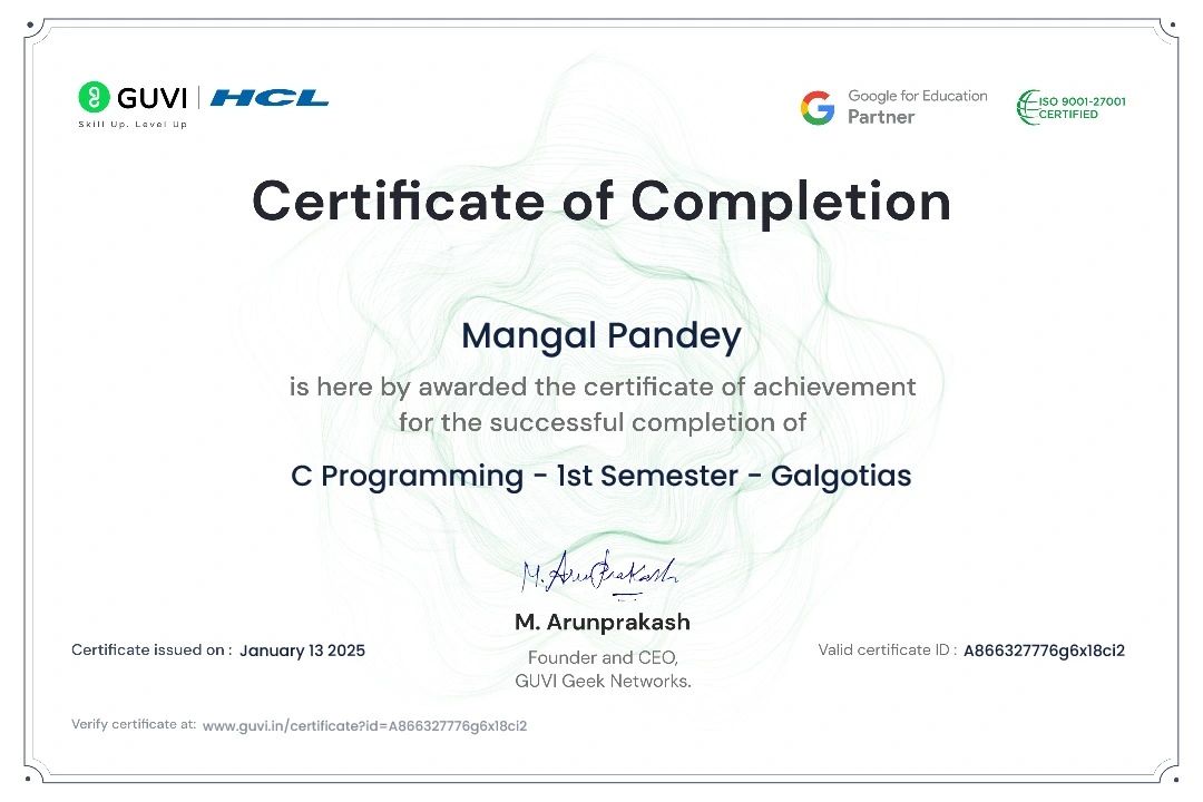 Mangal Pandey on LinkedIn: #cprogramming #guvi #coding # ... Mangal Pandey on LinkedIn: #cprogramming #guvi #coding # ...