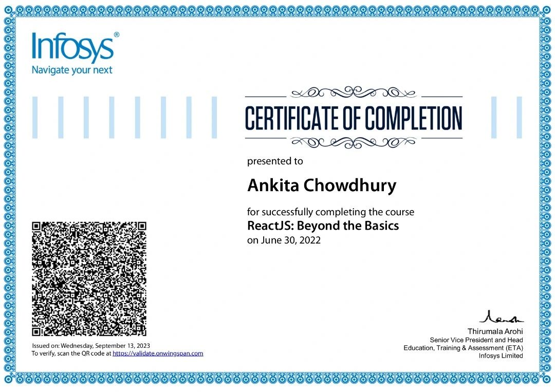 Ankita Chowdhury on LinkedIn: #infosyscertified #infosys # ... Ankita Chowdhury on LinkedIn: #infosyscertified #infosys # ...