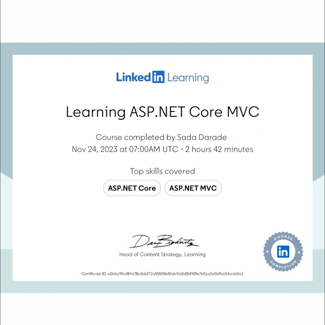 Sada Darade on LinkedIn: #aspnetcore #aspnetmvc Sada Darade on LinkedIn: #aspnetcore #aspnetmvc