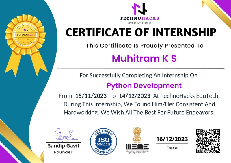 Muhit Ram on LinkedIn: #pythondeveloper #internshipcomplete # ... Muhit Ram on LinkedIn: #pythondeveloper #internshipcomplete # ...