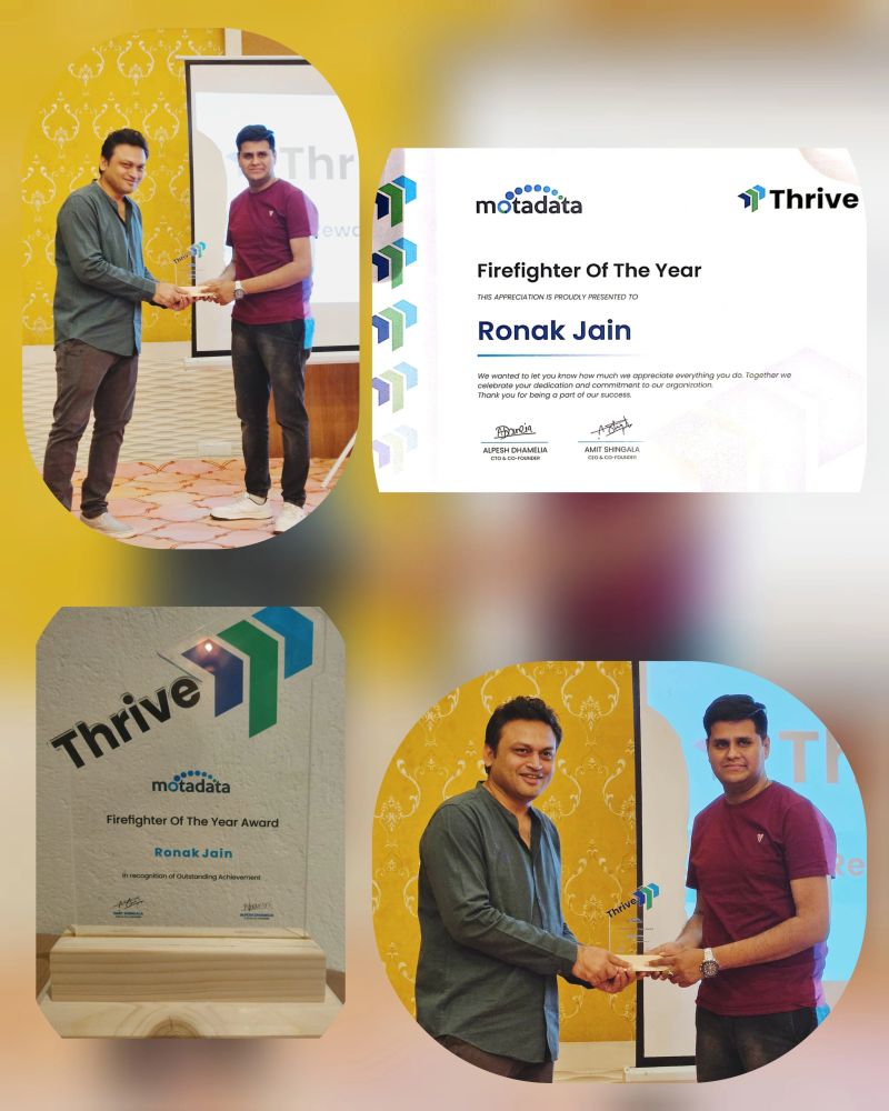 Ronak Jain on LinkedIn: #motadata #firefighteroftheyear #award #thrive ... Ronak Jain on LinkedIn: #motadata #firefighteroftheyear #award #thrive ...