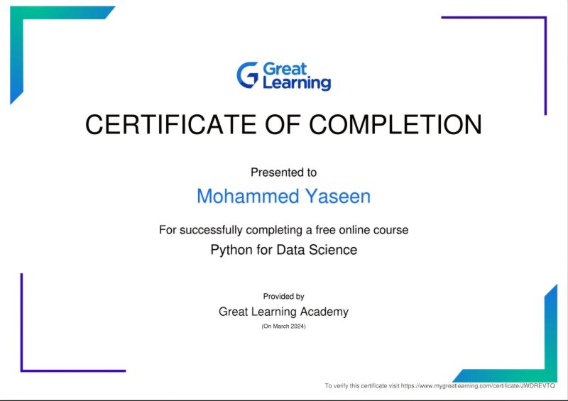 Mohammed Yaseen on LinkedIn: completed python Mohammed Yaseen on LinkedIn: completed python