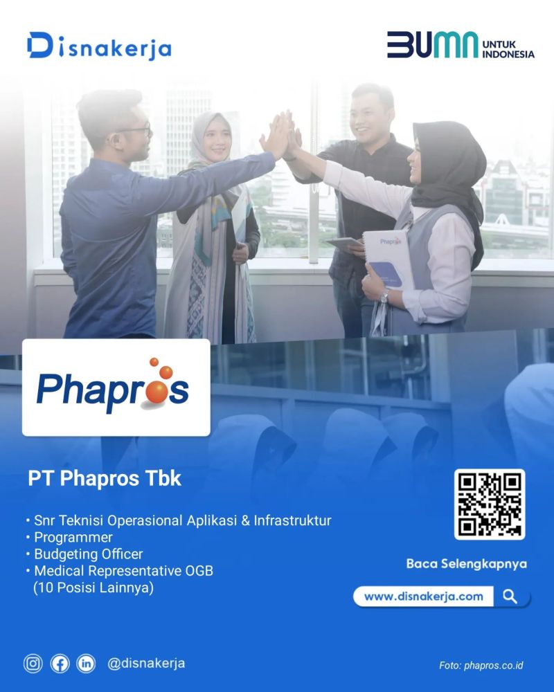 DISNAKERJA on LinkedIn: Lowongan Kerja PT Phapros Tbk - DISNAKERJA.COM DISNAKERJA on LinkedIn: Lowongan Kerja PT Phapros Tbk - DISNAKERJA.COM