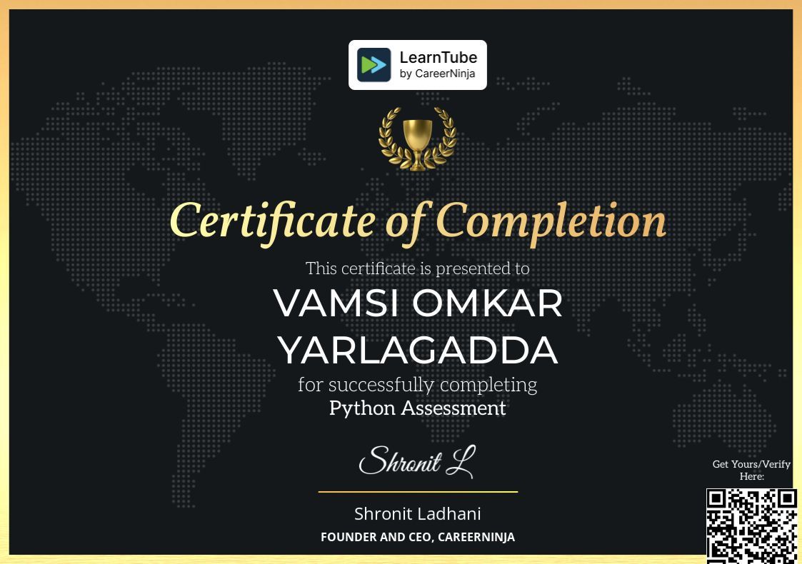 Vamsi Omkar Yarlagadda on LinkedIn: #python #certification #programming ... Vamsi Omkar Yarlagadda on LinkedIn: #python #certification #programming ...