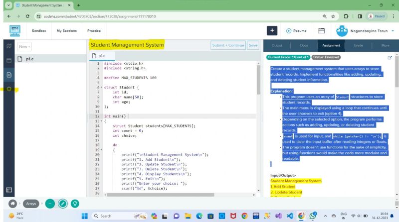 Naganaboyina Tarun on LinkedIn: #projectcompletion #codingjourney Naganaboyina Tarun on LinkedIn: #projectcompletion #codingjourney