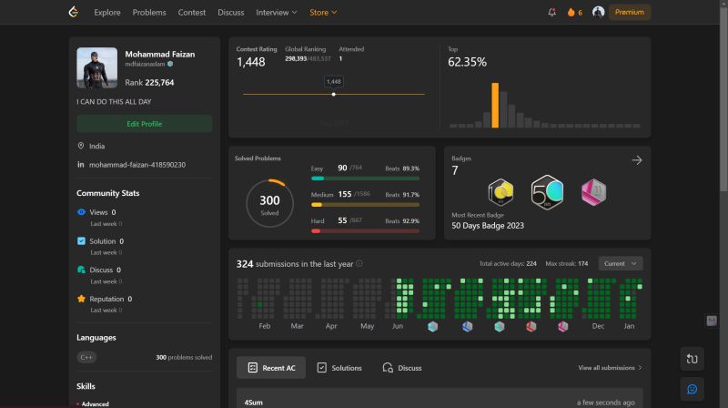 Completed 300 Data Structures and Algorithms Questions on LeetCode ... Completed 300 Data Structures and Algorithms Questions on LeetCode ...