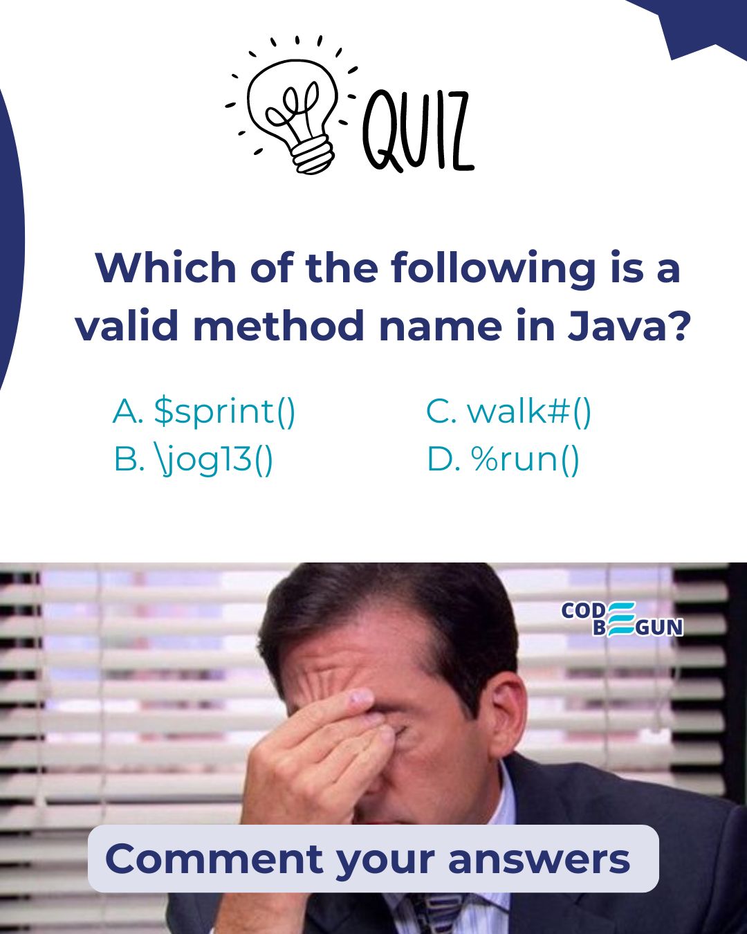Codebegun on LinkedIn: #java #javaquiz #coding Codebegun on LinkedIn: #java #javaquiz #coding