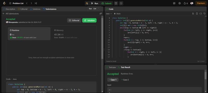 Solved Spiral Matrix II problem with LeetCode | Bhoopendra . posted on ... Solved Spiral Matrix II problem with LeetCode | Bhoopendra . posted on ...