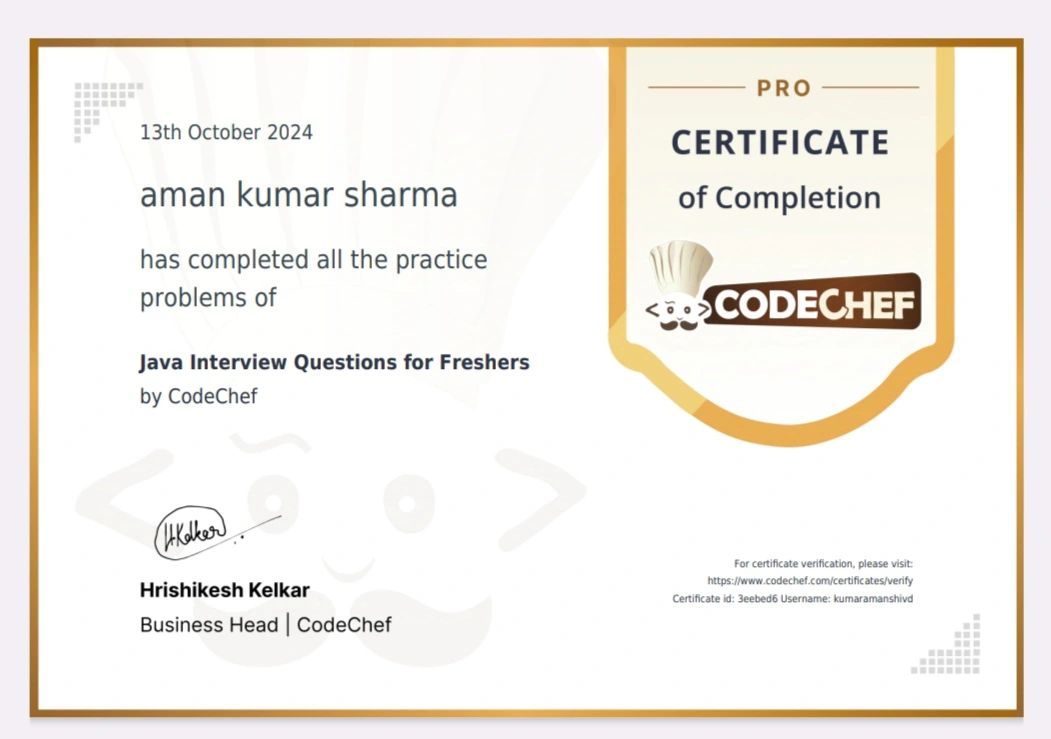 Aman Kumar Sharma on LinkedIn: #java #certificate #programming Aman Kumar Sharma on LinkedIn: #java #certificate #programming