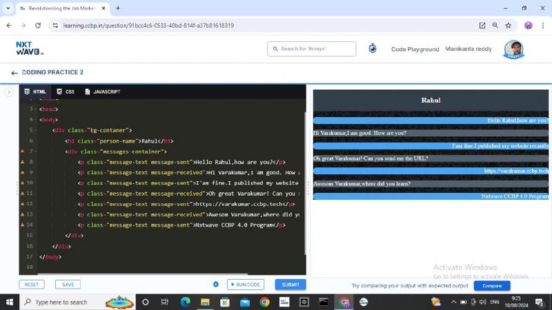 Manikanta Reddy on LinkedIn: #nxtwave #ccbp4 #codingpractice # ... Manikanta Reddy on LinkedIn: #nxtwave #ccbp4 #codingpractice # ...