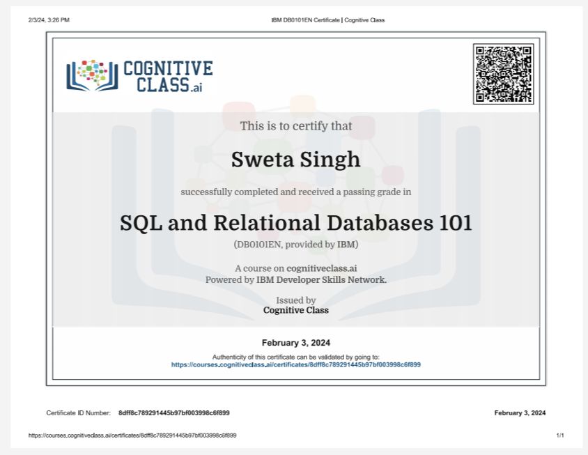 Sweta Singh on LinkedIn: #certificate #sql #database #ibm Sweta Singh on LinkedIn: #certificate #sql #database #ibm