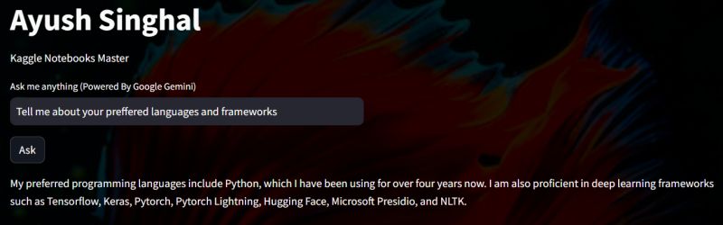 Ayush Singhal on LinkedIn: #gemini #streamlit Ayush Singhal on LinkedIn: #gemini #streamlit