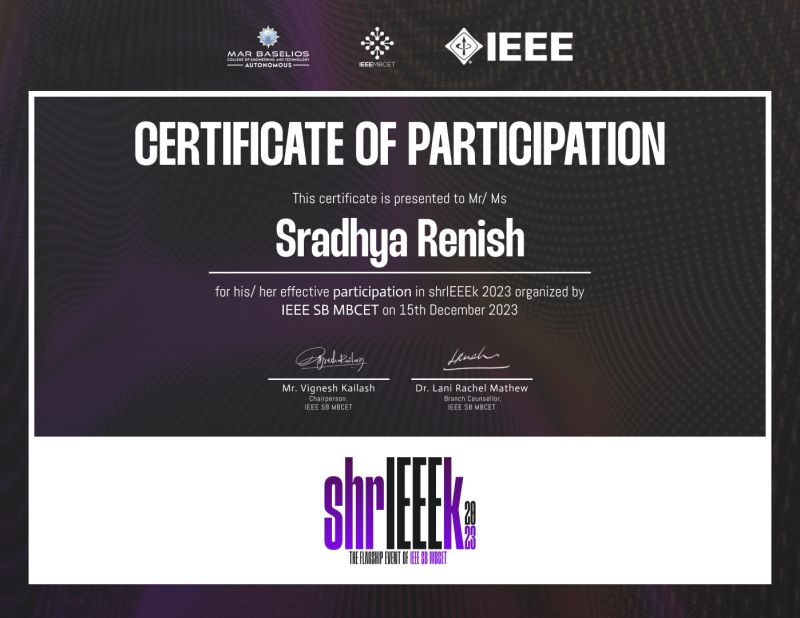 Sradhya Renish on LinkedIn: Proud to have effectively participated in ... Sradhya Renish on LinkedIn: Proud to have effectively participated in ...