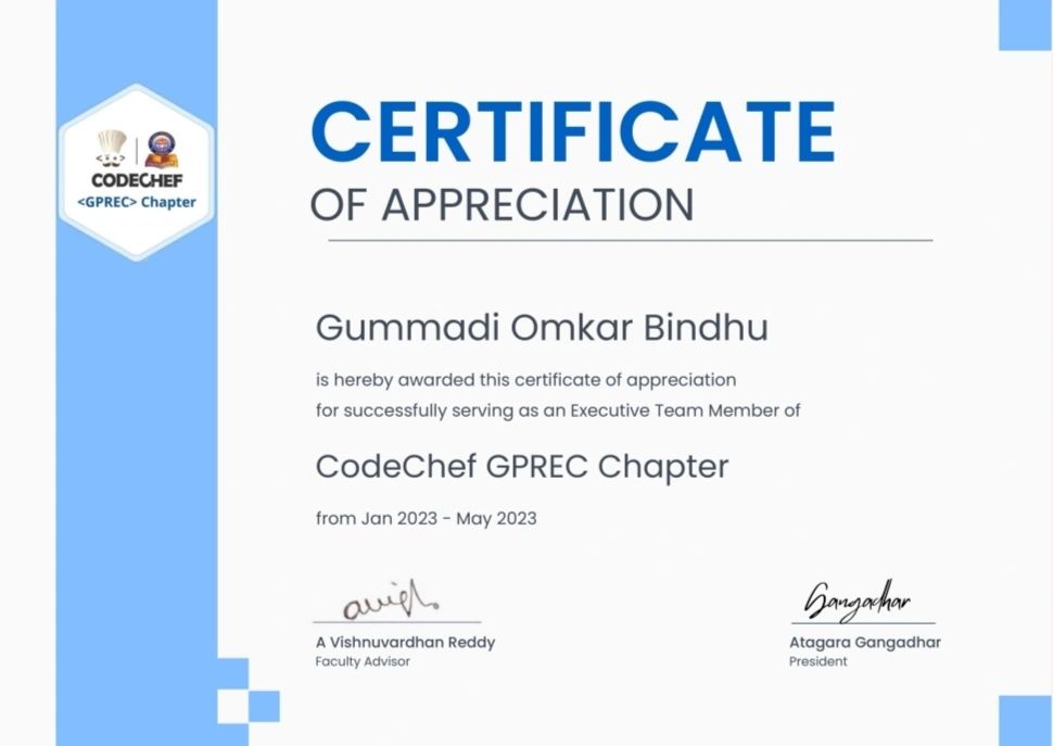 Gummadi Omkar Bindhu on LinkedIn: #codechef #appreciation #codingcommunity Gummadi Omkar Bindhu on LinkedIn: #codechef #appreciation #codingcommunity
