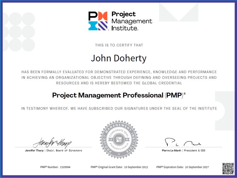 John Doherty, PMP, MBA on LinkedIn: Just renewed my PMP (a year early ... John Doherty, PMP, MBA on LinkedIn: Just renewed my PMP (a year early ...