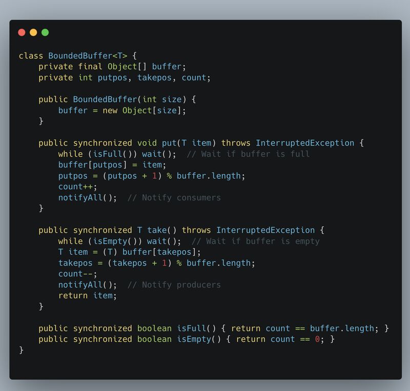🚀 Java Concurrency Interview Problem: Implementing a Type-Safe Bounded ... 🚀 Java Concurrency Interview Problem: Implementing a Type-Safe Bounded ...