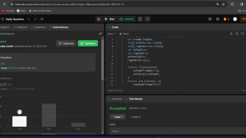 Day 75 of #100DaysOfCode Challenge: Calculating Array Except Self ... Day 75 of #100DaysOfCode Challenge: Calculating Array Except Self ...