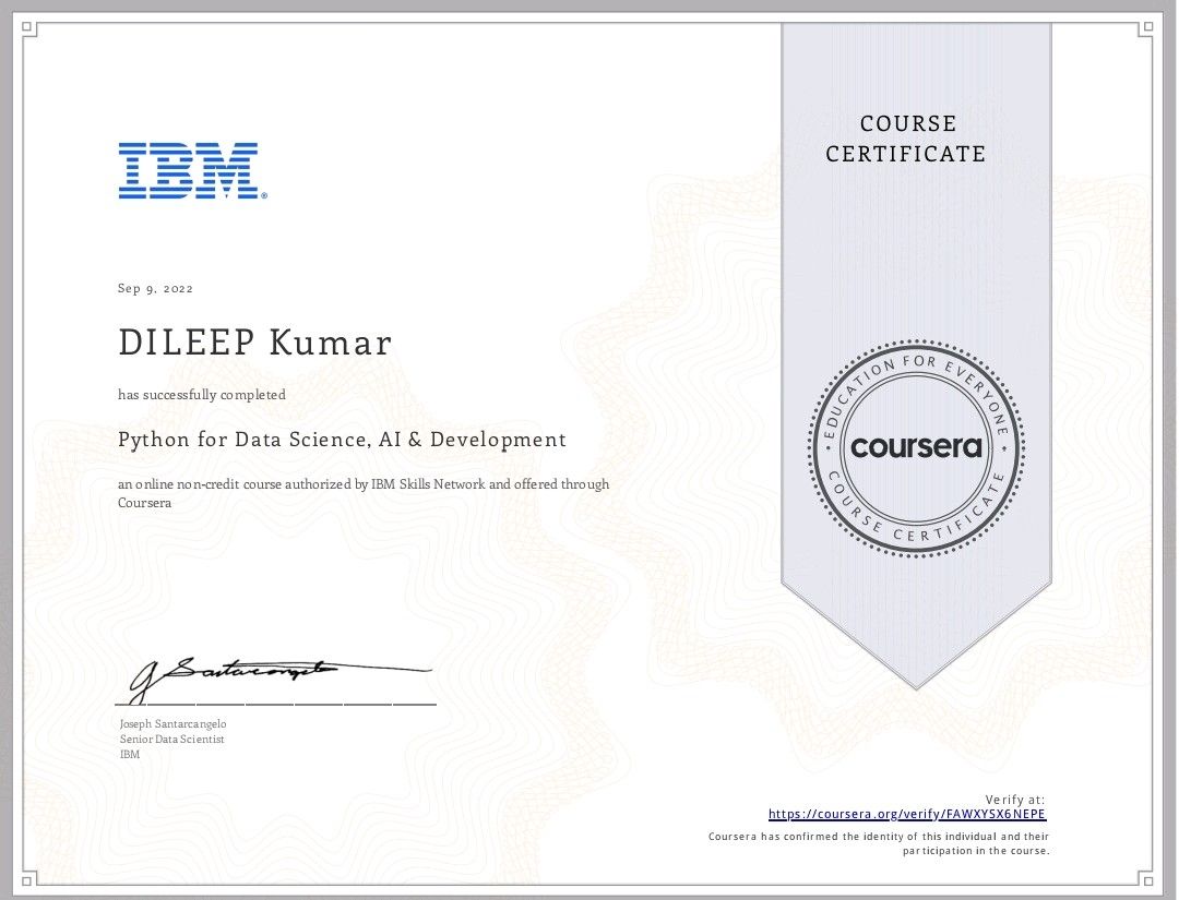 Dileep kumar Veerarouthu on LinkedIn: Name: Python for Data Science, AI ... Dileep kumar Veerarouthu on LinkedIn: Name: Python for Data Science, AI ...