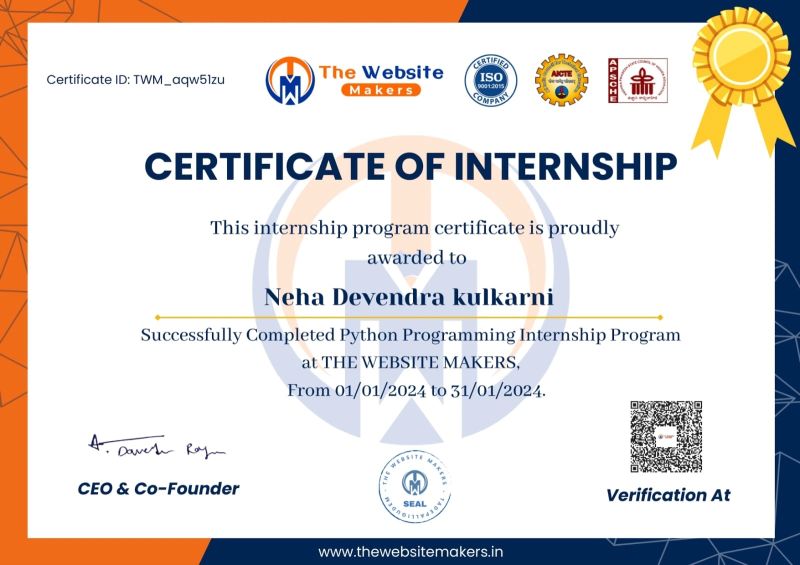 Neha Kulkarni on LinkedIn: #python #programming #internship # ... Neha Kulkarni on LinkedIn: #python #programming #internship # ...