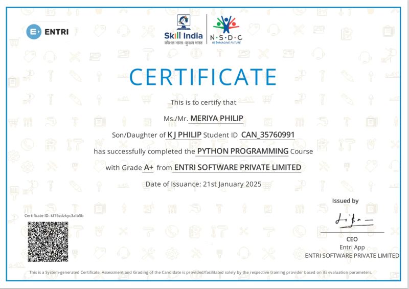 Meriya Philip on LinkedIn: #pythonprogramming #skilldevelopment # ... Meriya Philip on LinkedIn: #pythonprogramming #skilldevelopment # ...