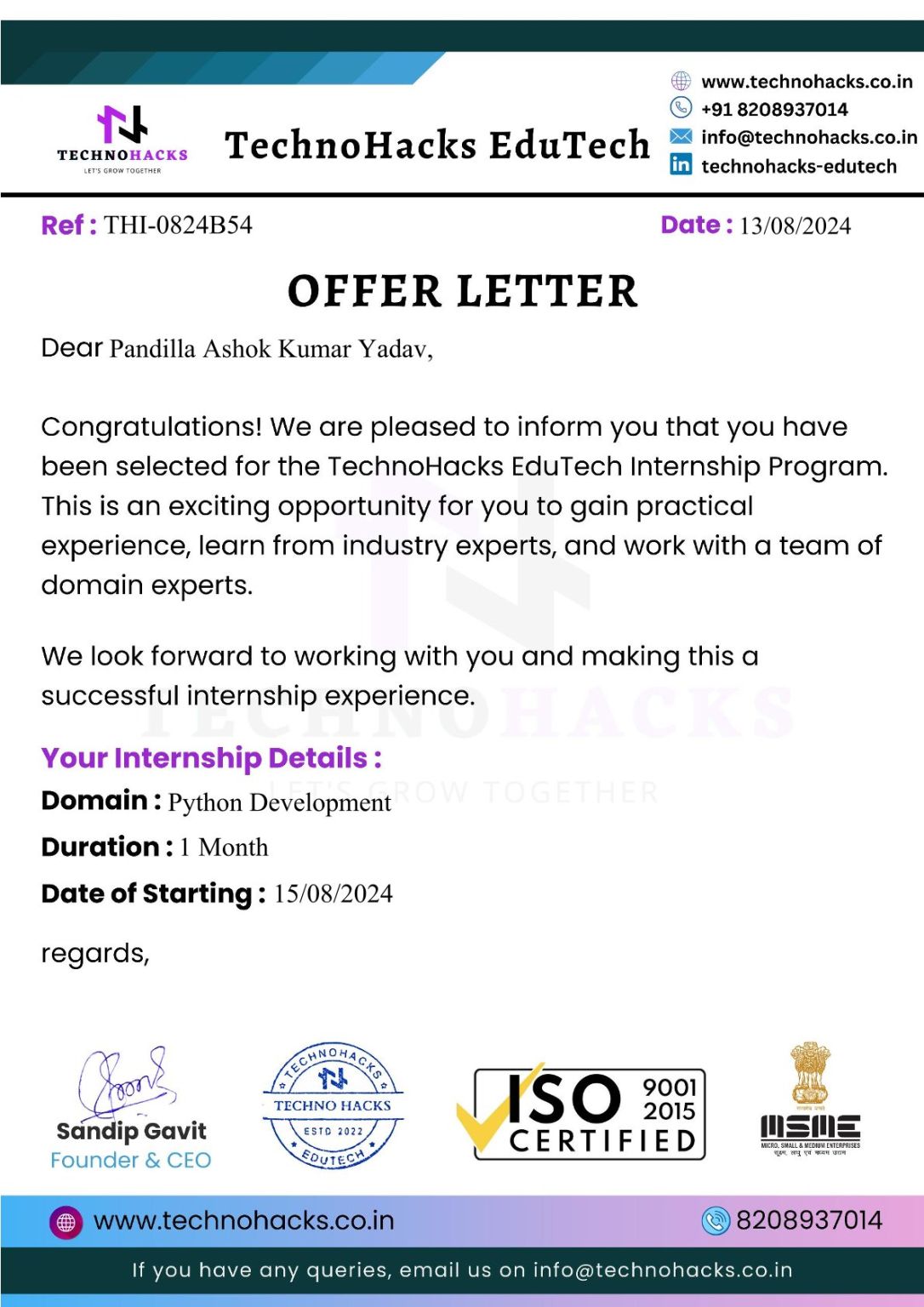 Pandilla Ashok Kumar Yadav on LinkedIn: #internship #pythondeveloper # ... Pandilla Ashok Kumar Yadav on LinkedIn: #internship #pythondeveloper # ...