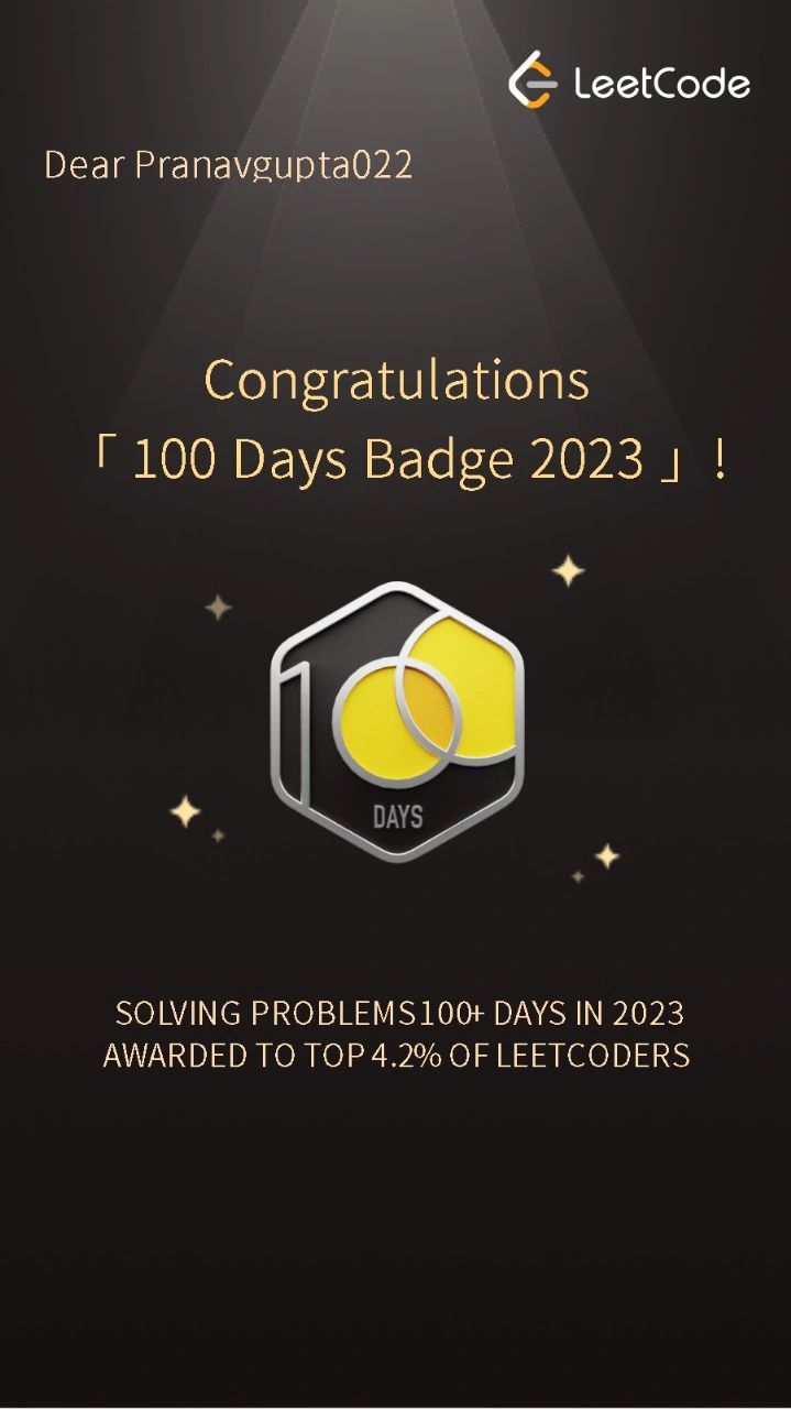 Pranav Gupta on LinkedIn: #leetcode #codingmilestone #100daysofcode Pranav Gupta on LinkedIn: #leetcode #codingmilestone #100daysofcode
