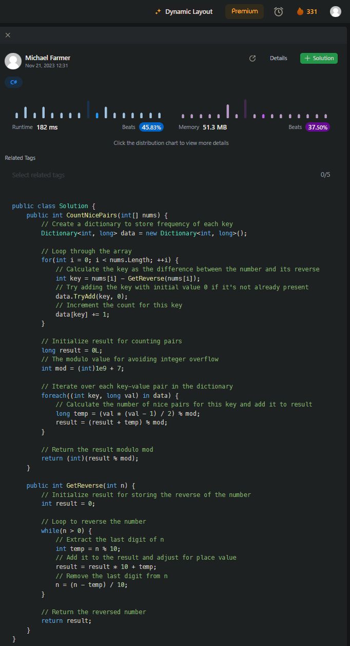 Day 331 of LeetCode: Count Nice Pairs in an Array (Medium) | Michael ... Day 331 of LeetCode: Count Nice Pairs in an Array (Medium) | Michael ...