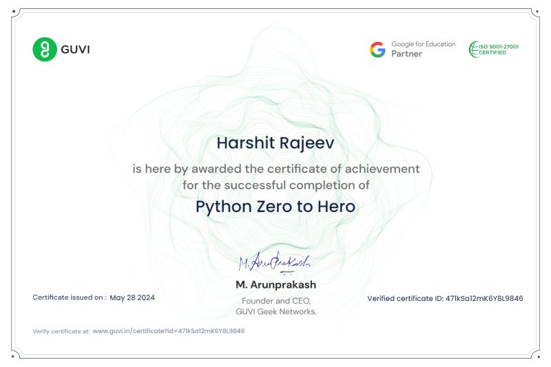 Harshit Rajeev on LinkedIn: #pythoncertified #pythonexpert # ... Harshit Rajeev on LinkedIn: #pythoncertified #pythonexpert # ...
