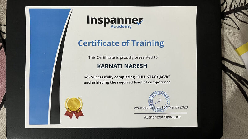 Full Stack Java Trainee | Naresh Karnati Full Stack Java Trainee | Naresh Karnati